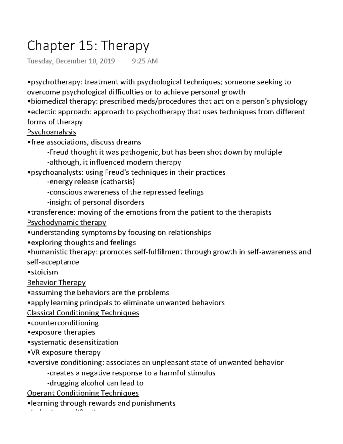 Chapter 15 Therapy - PSY 203: General Psychology - •psychotherapy ...