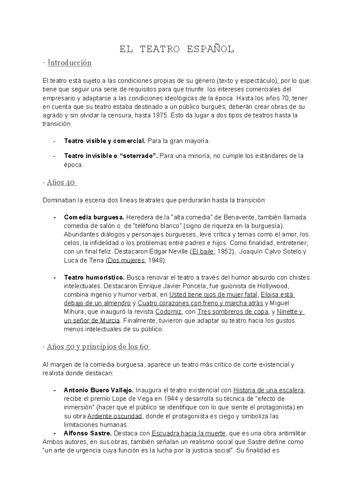 EL Teatro Español - EL TEATRO ESPAÑOL · Introducción El teatro está ...