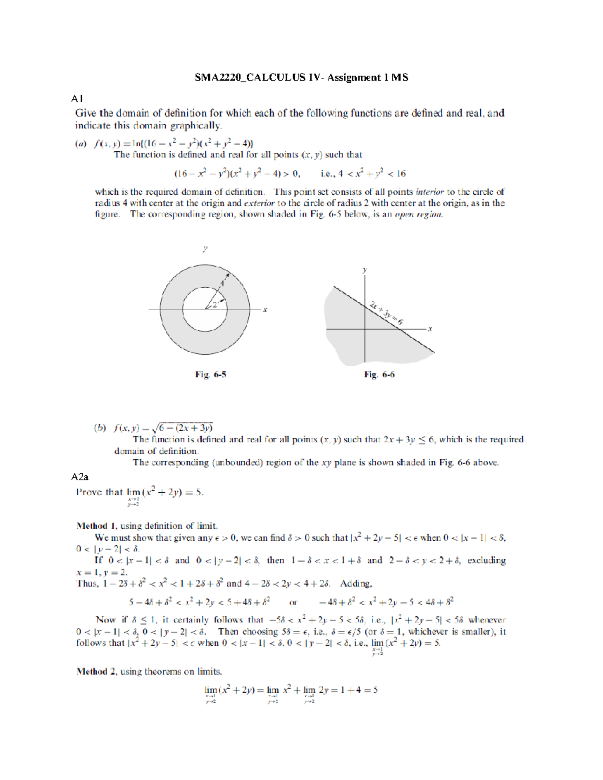 SMA2220 Calculus IV- Assignment 1 MS - Assignment 1 MS A1 Give the ...