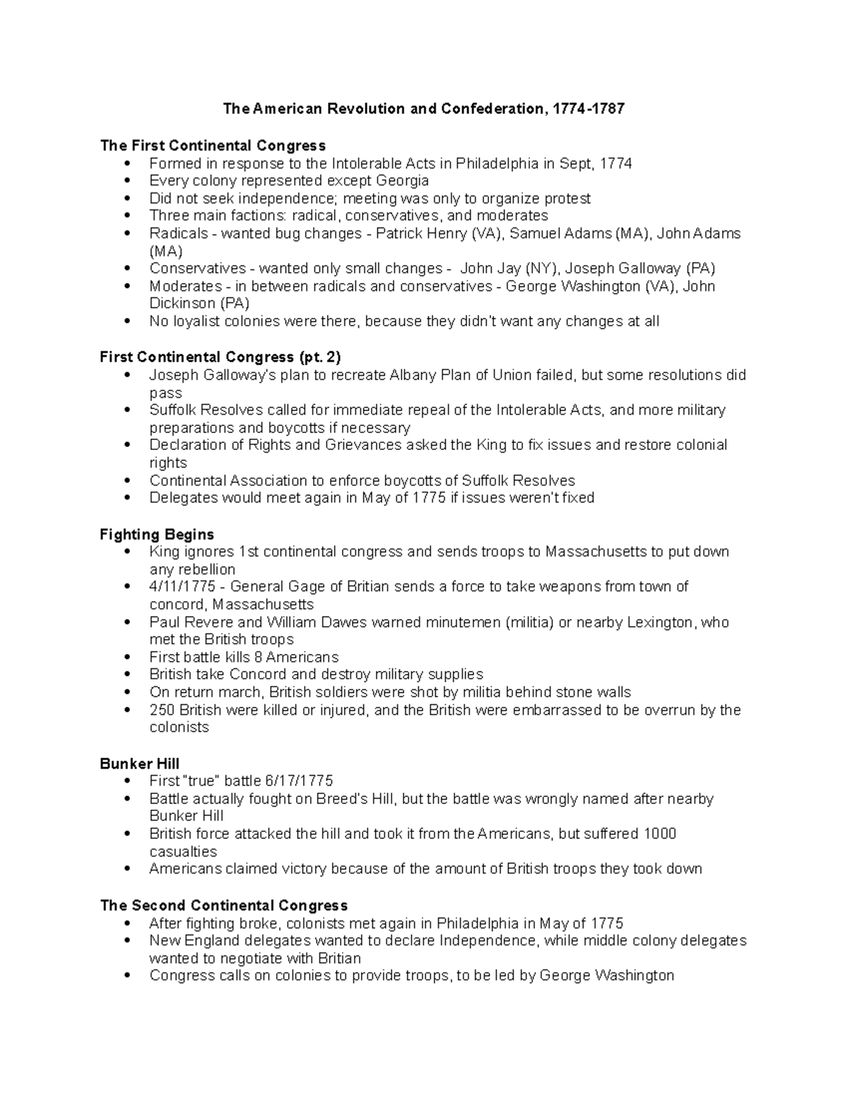AP U.S. History Chapter 5 Notes - The American Revolution and ...