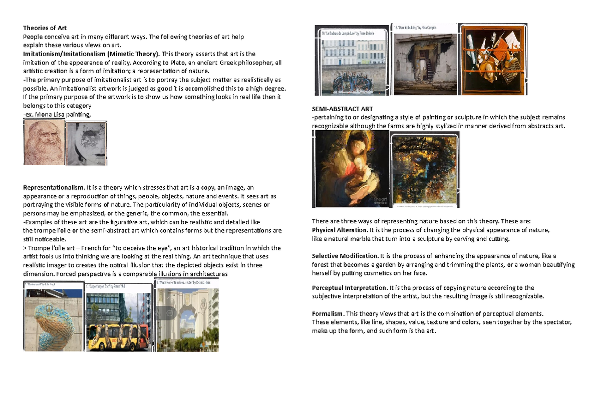Humanities and Science Arts Appreciation Theories of Art - Lecture ...