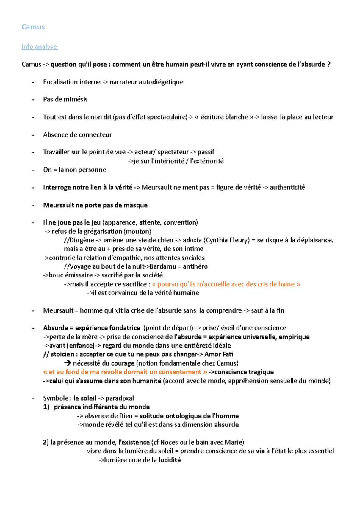 Camus, analyse de texte "L'étranger" - Camus Info analyse Camus ...