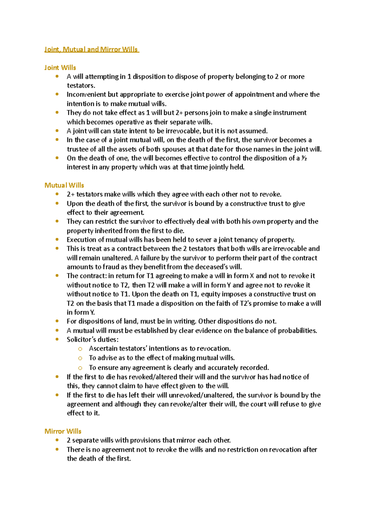 Joint, Mutual, Mirror Wills - Joint, Mutual and Mirror Wills Joint ...