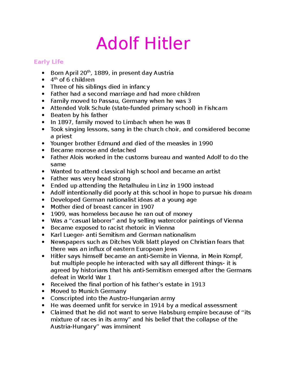 Adolf Hitler - in-depth biography and methods of rising to power ...