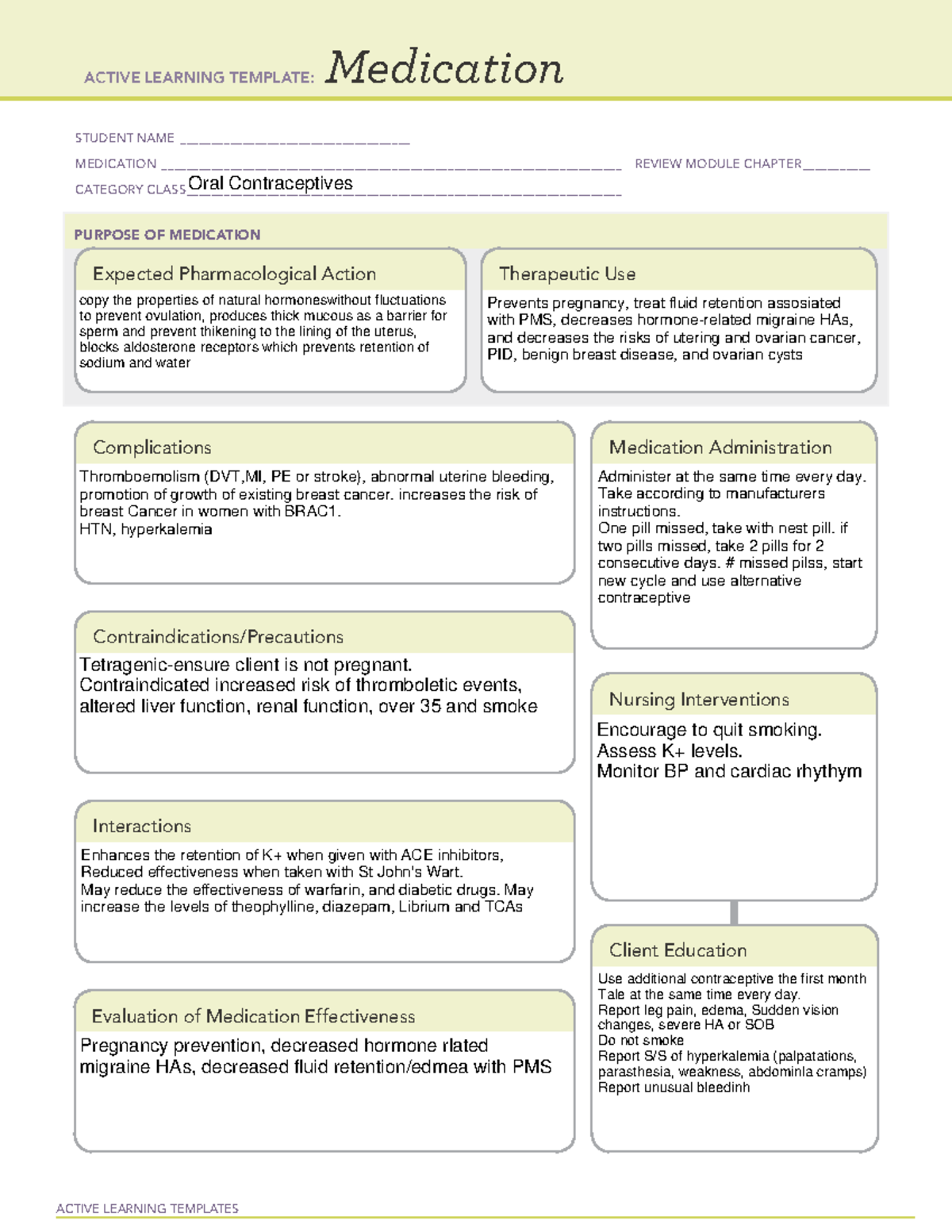 Template Oral Contraceptive Graded - ACTIVE LEARNING TEMPLATES ...
