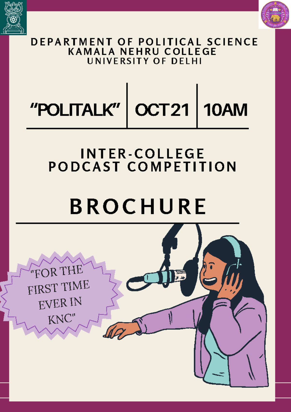 Politalk Brochure - Hvnjc - D E P A R T M E N T O F P O L I T I C A L S C I E N C E K A M A L A ...