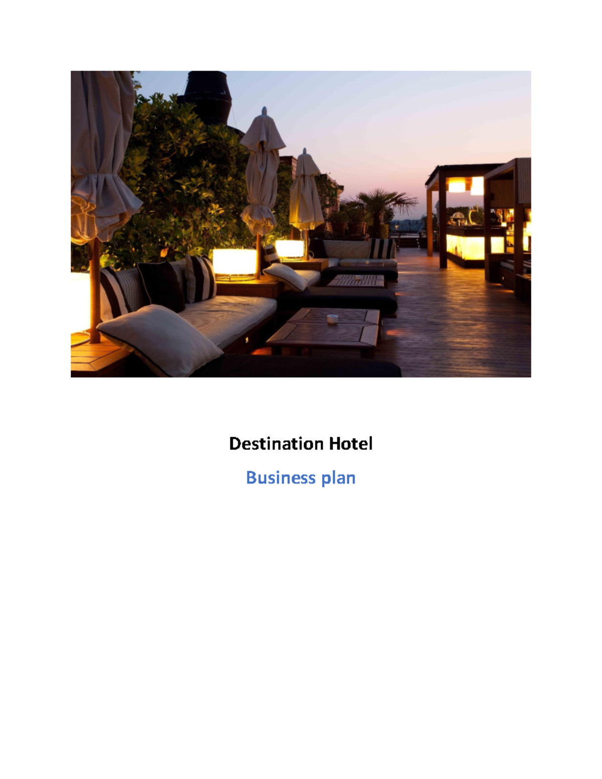 Business draft - Destination Hotel Business plan Table of contents ...