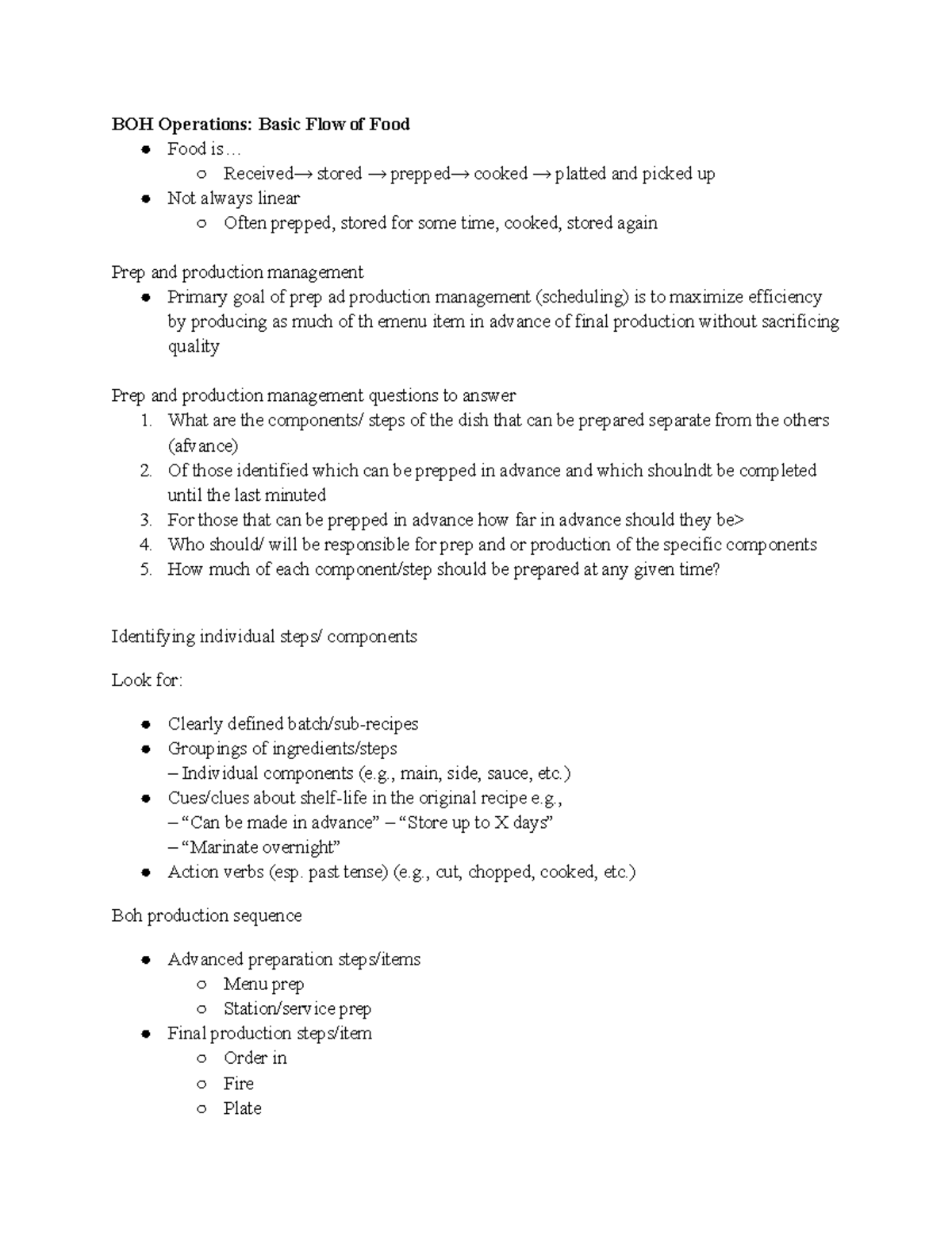 10 16 Food Production Mangement - BOH Operations: Basic Flow of Food ...