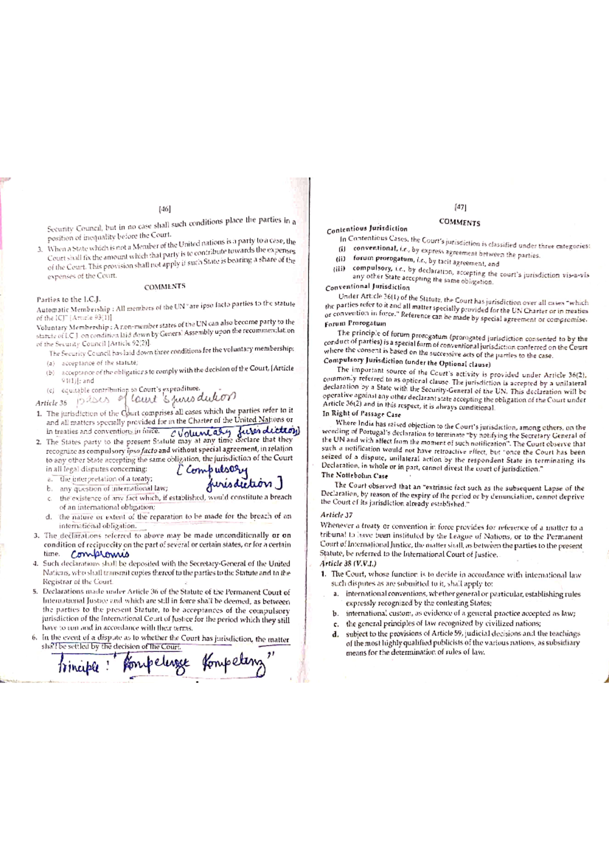 Commentary on Article 36 of Statute of ICJ - Public International Law ...