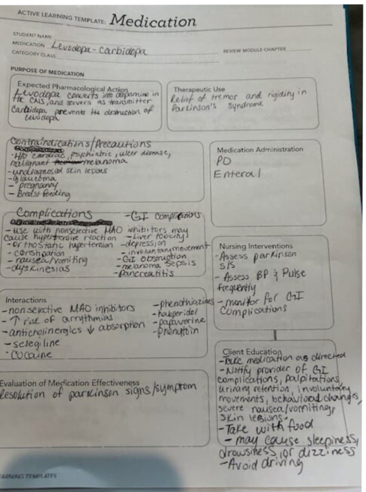 Alternate - Medication Template - ACTIVE LEARNING TEMPLATE Medication ...
