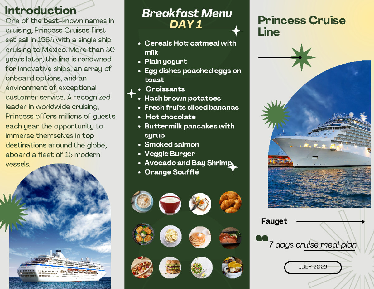 Green Creative Travel Adventure Trifold Brochure - 7 days cruise meal ...