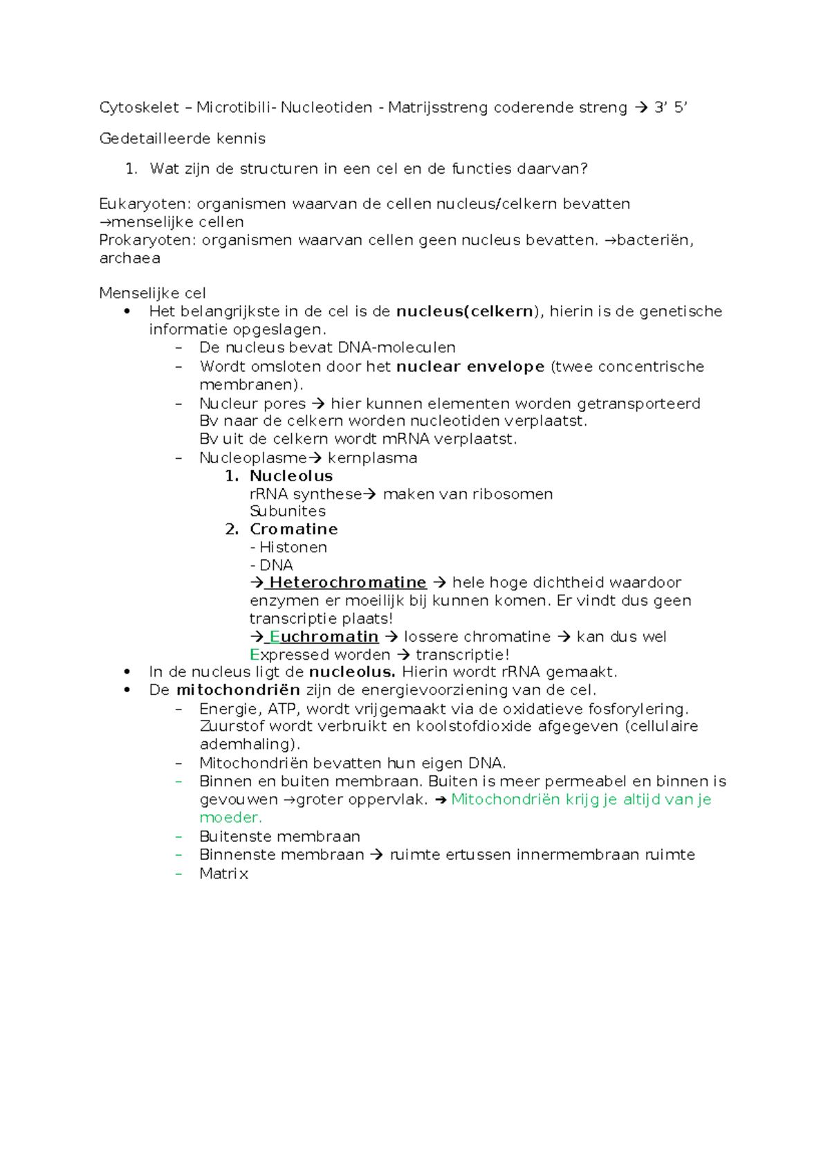 Groei en ontwikkeling taak 1 - Cytoskelet – Microtibili- Nucleotiden ...