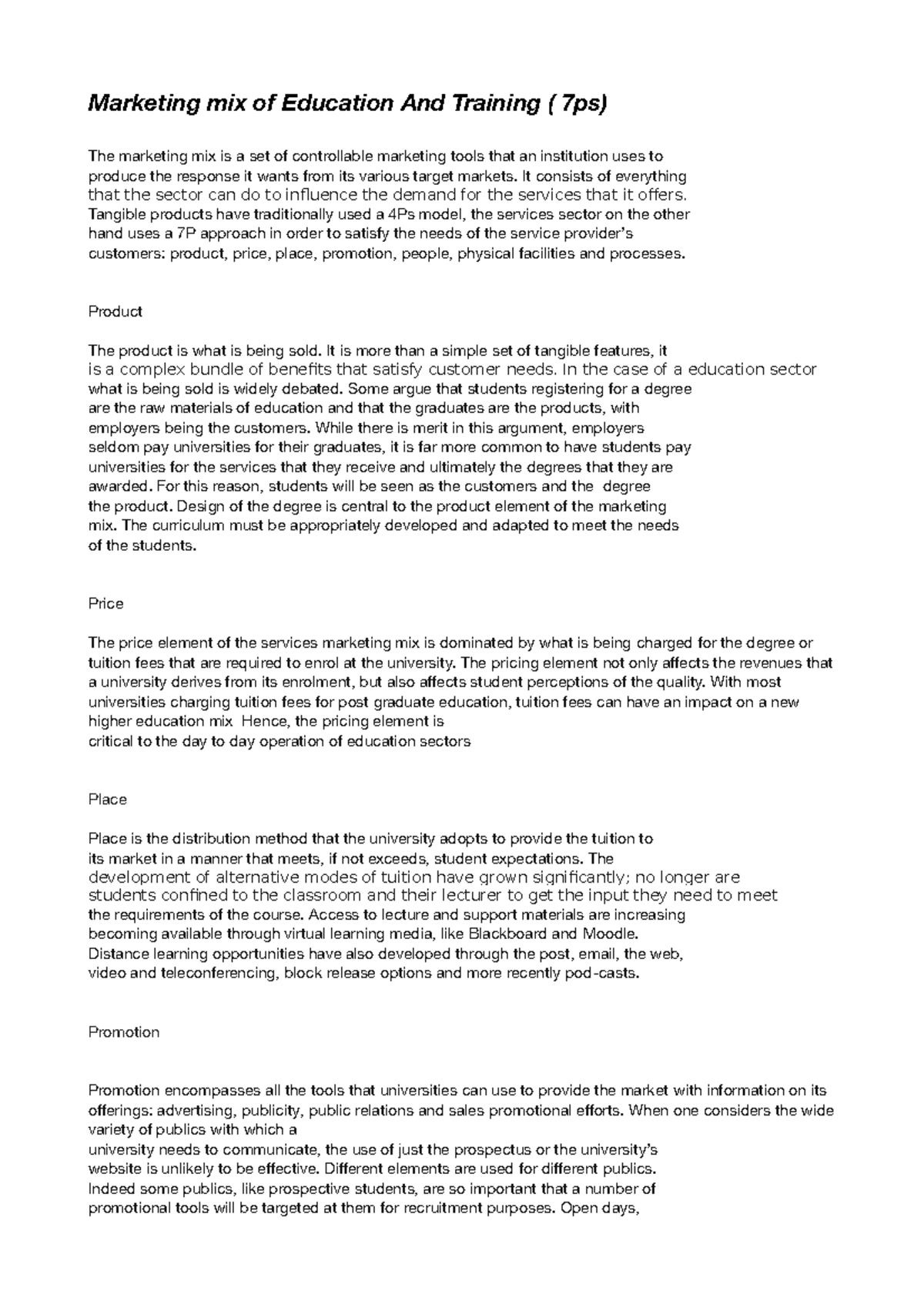 7 ps and startegy. Price, Place, Promotion, People - Marketing mix of ...