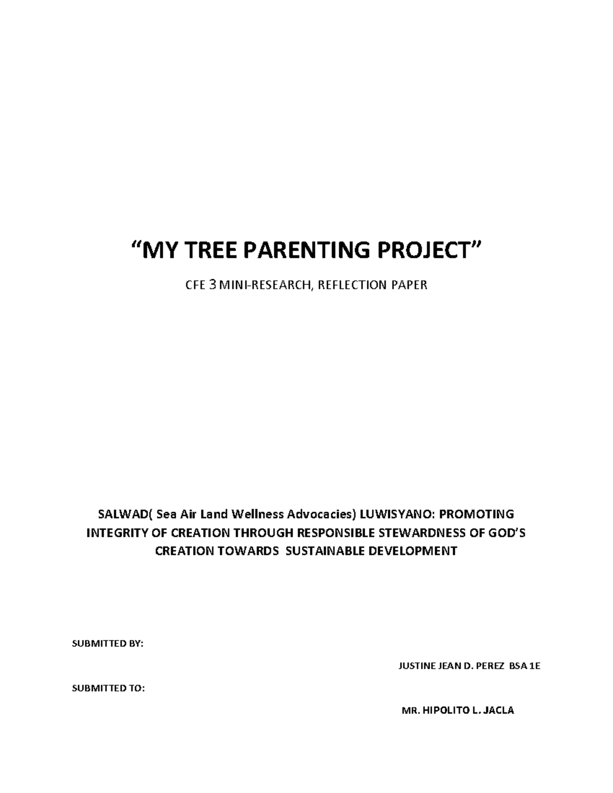 MY TREE Parenting Project - “MY TREE PARENTING PROJECT” CFE 3 MINI ...