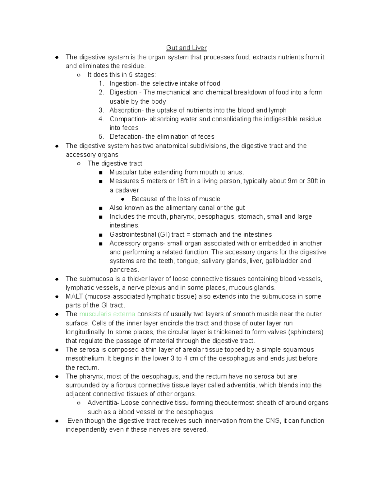 Gut and Liver - Human physiology notes - Gut and Liver The digestive ...