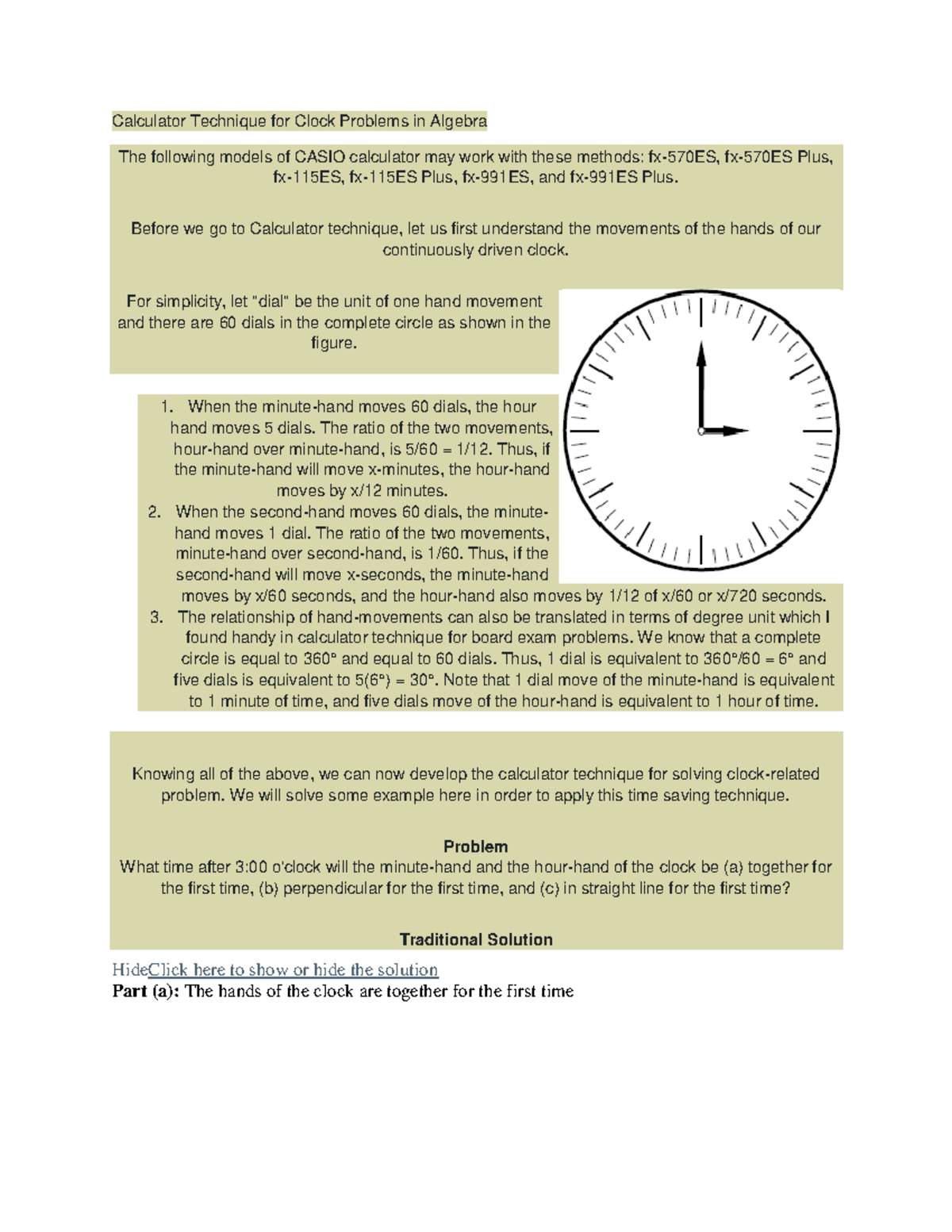 Cal. Tech 10 - Calculator Techniques - Calculator Technique for Clock ...