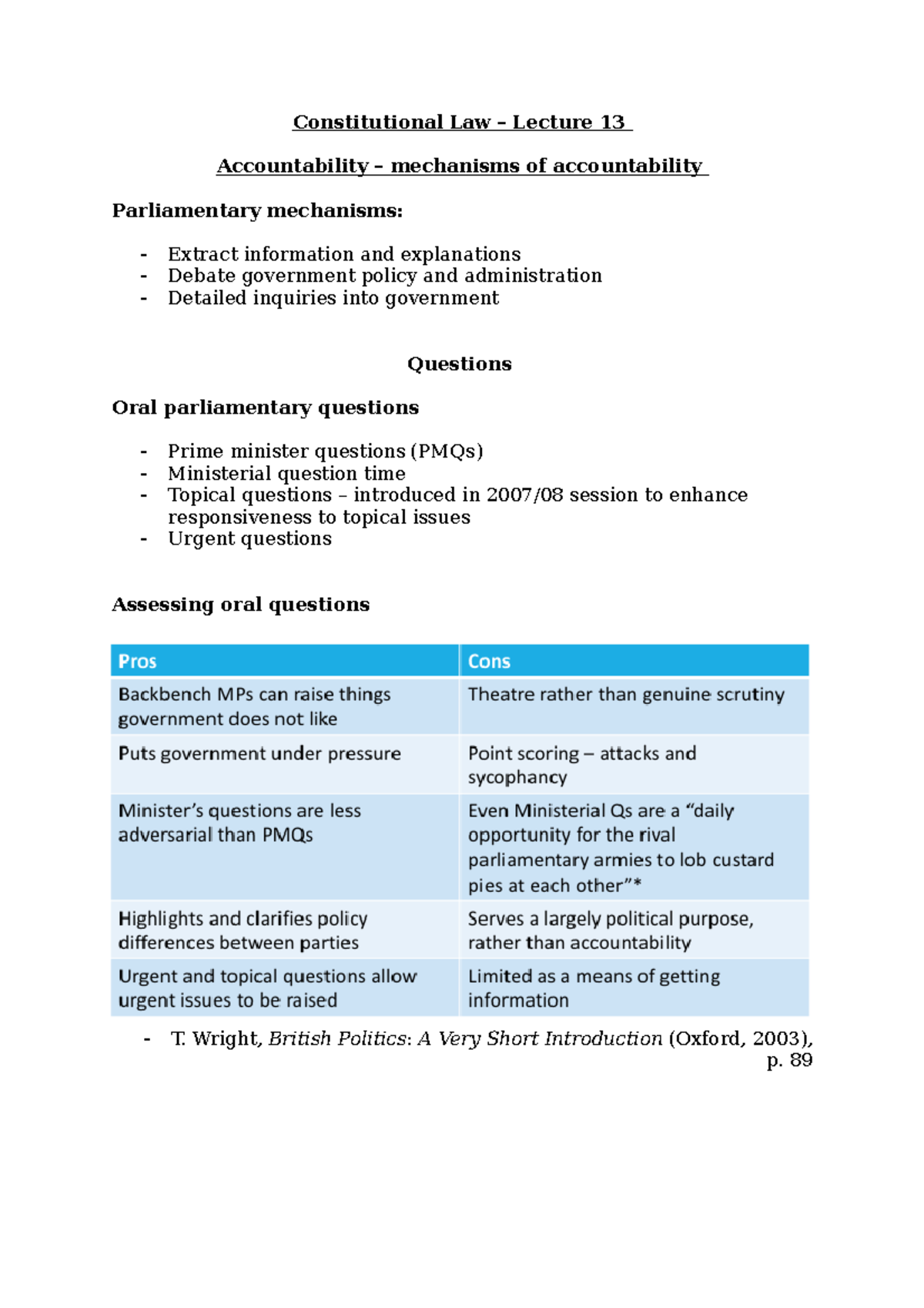 Lecture 13 - Accountability Methods - Constitutional Law – Lecture 13 ...