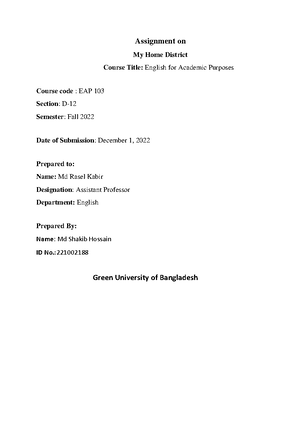 Engineering Drawing project Report - Green University of Bangladesh ...