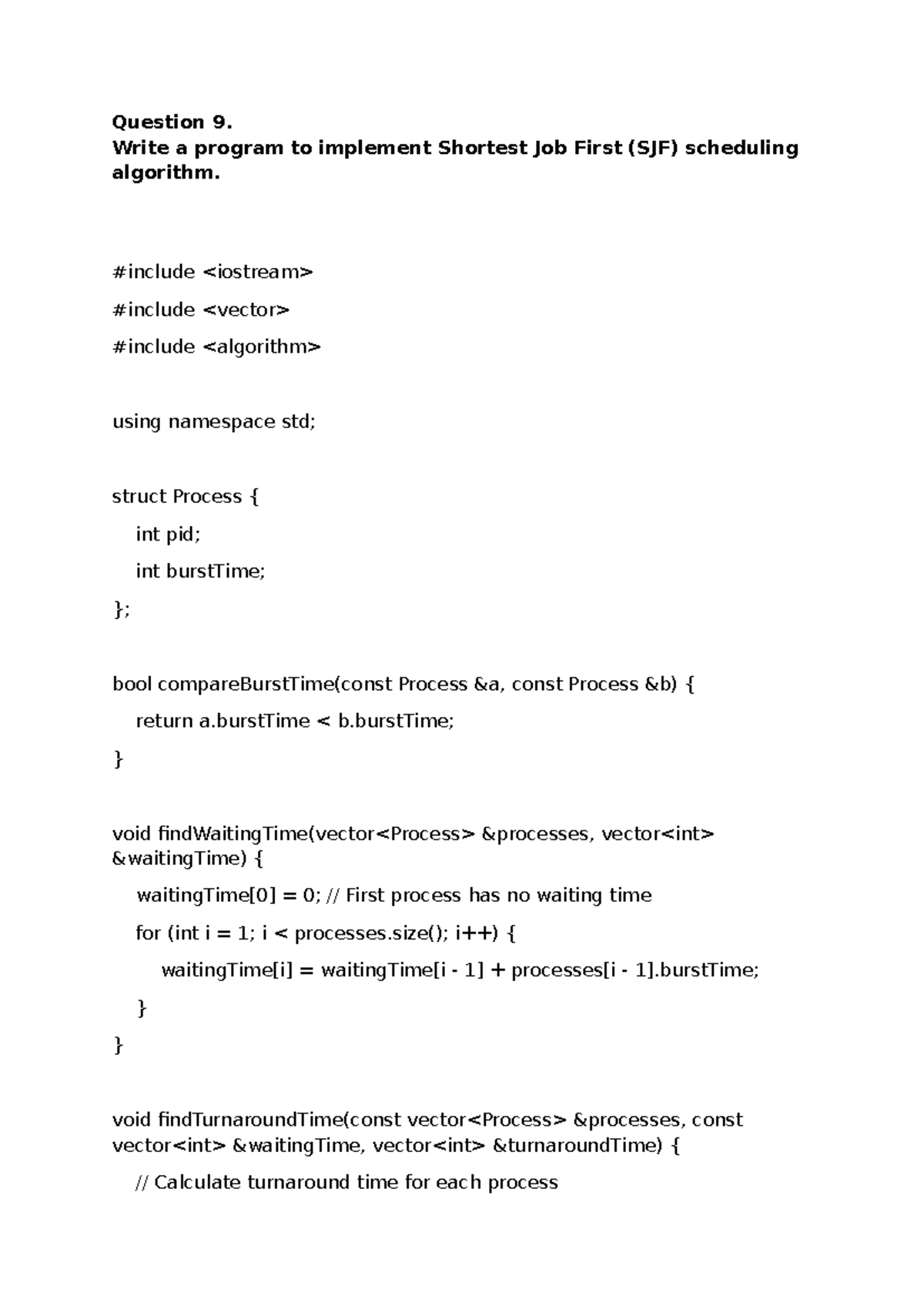 Assignment 3 - OPERATING SYSTEM - Question 9. Write a program to ...