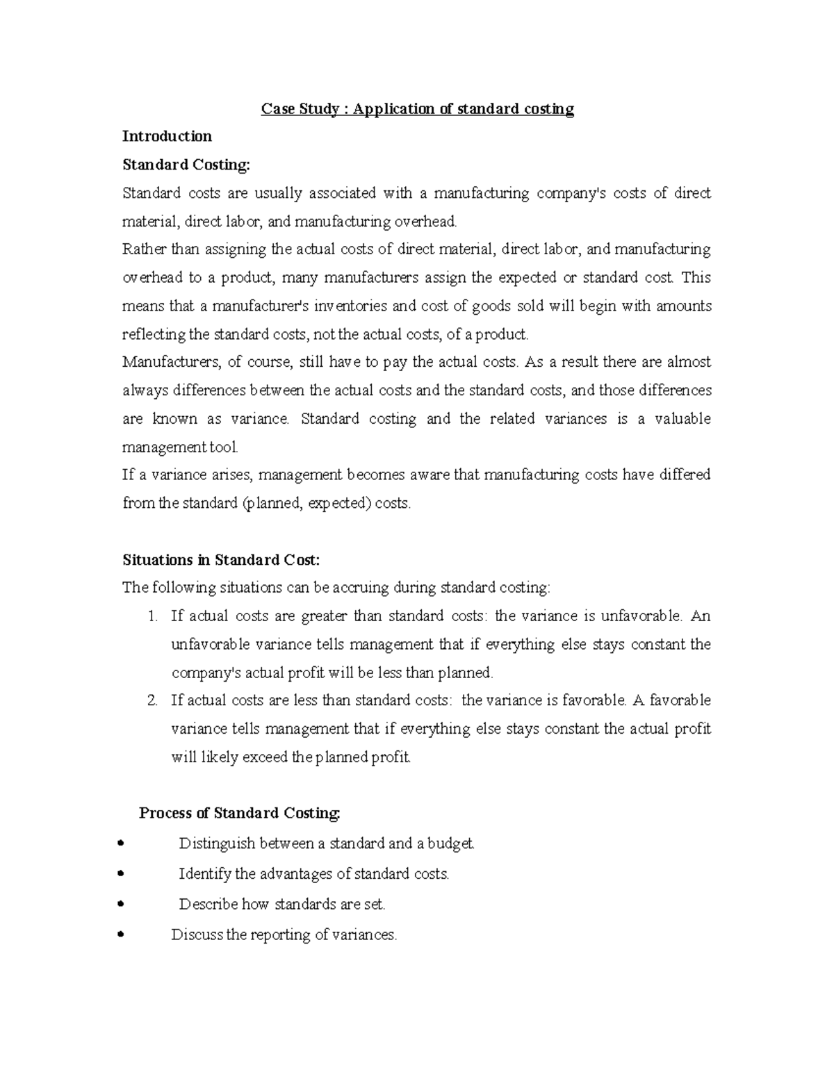 126773168 Case Study Application of Standard Costing - Case Study ...