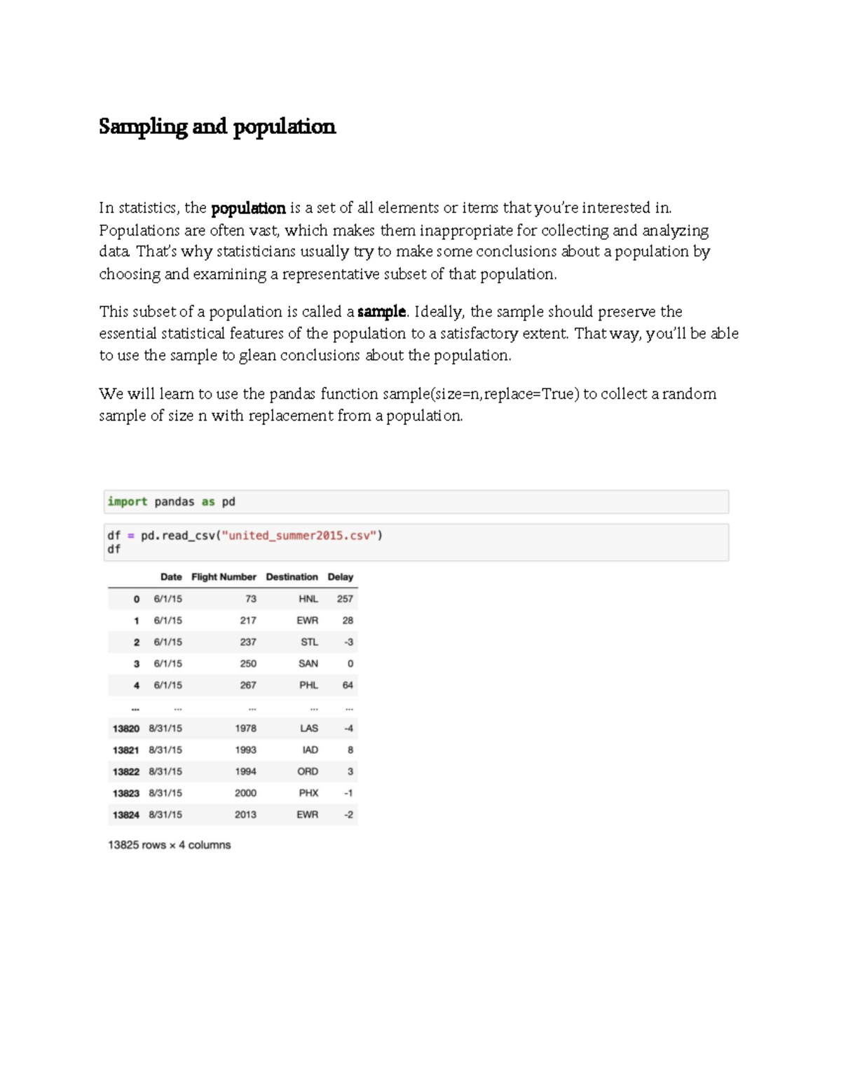 Sampling and population - Populations are often vast, which makes them ...