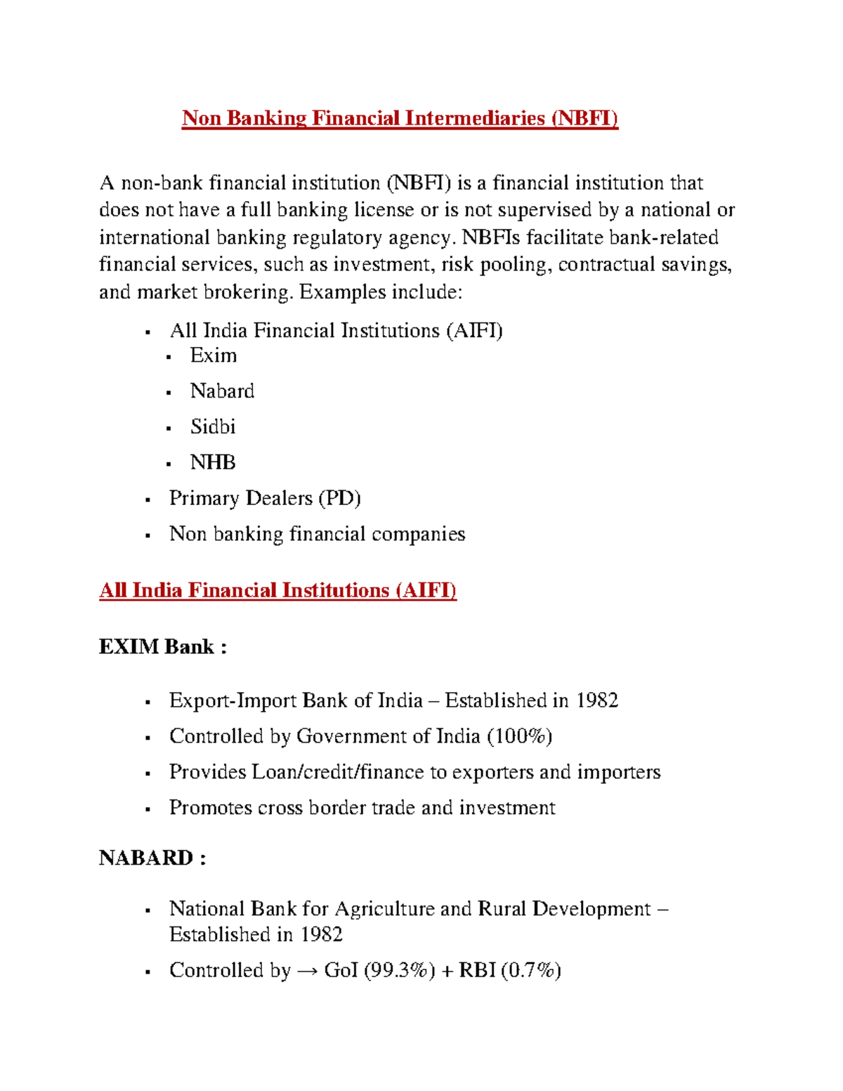 TYBA Unit 4 Non Banking Financial Intermediaries - Non Banking ...