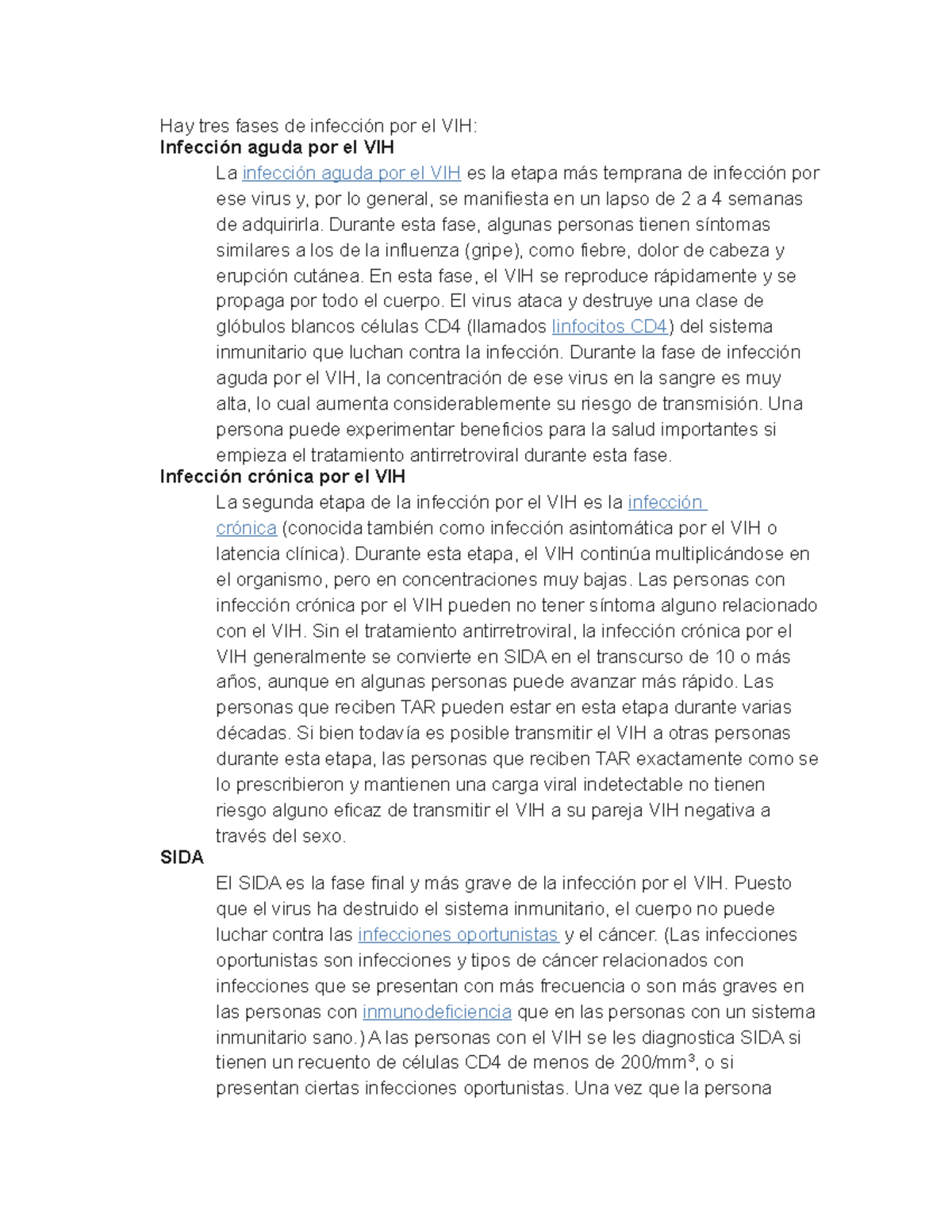 Expo mirise - Hay tres fases de infección por el VIH: Infección aguda por el VIH La infección ...