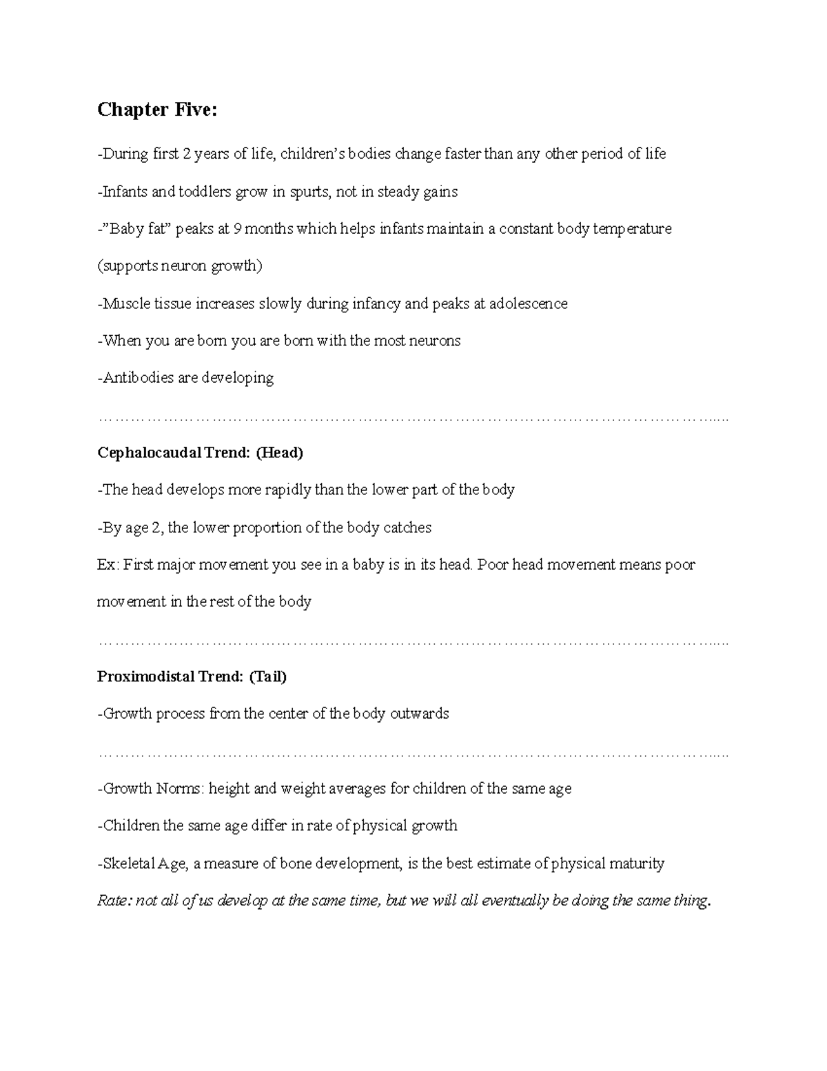 Child Development Chap 5-7 - Chapter Five: -During first 2 years of ...