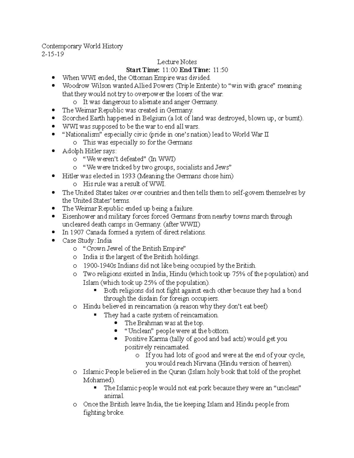 Contemporary World History 2-15-19 - Contemporary World History 2-15 ...