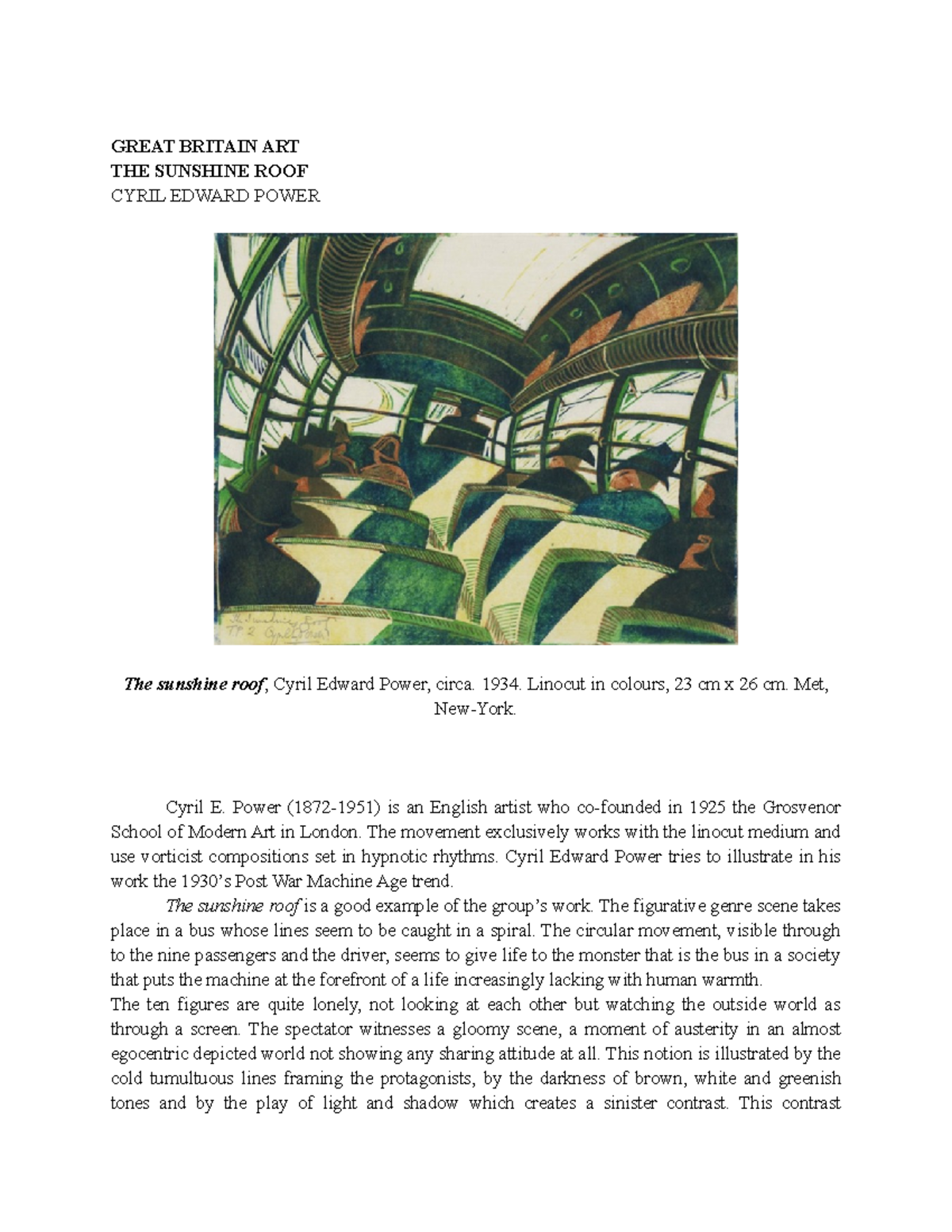 Great Britain art The Sunshine Roof - GREAT BRITAIN ART THE SUNSHINE ...