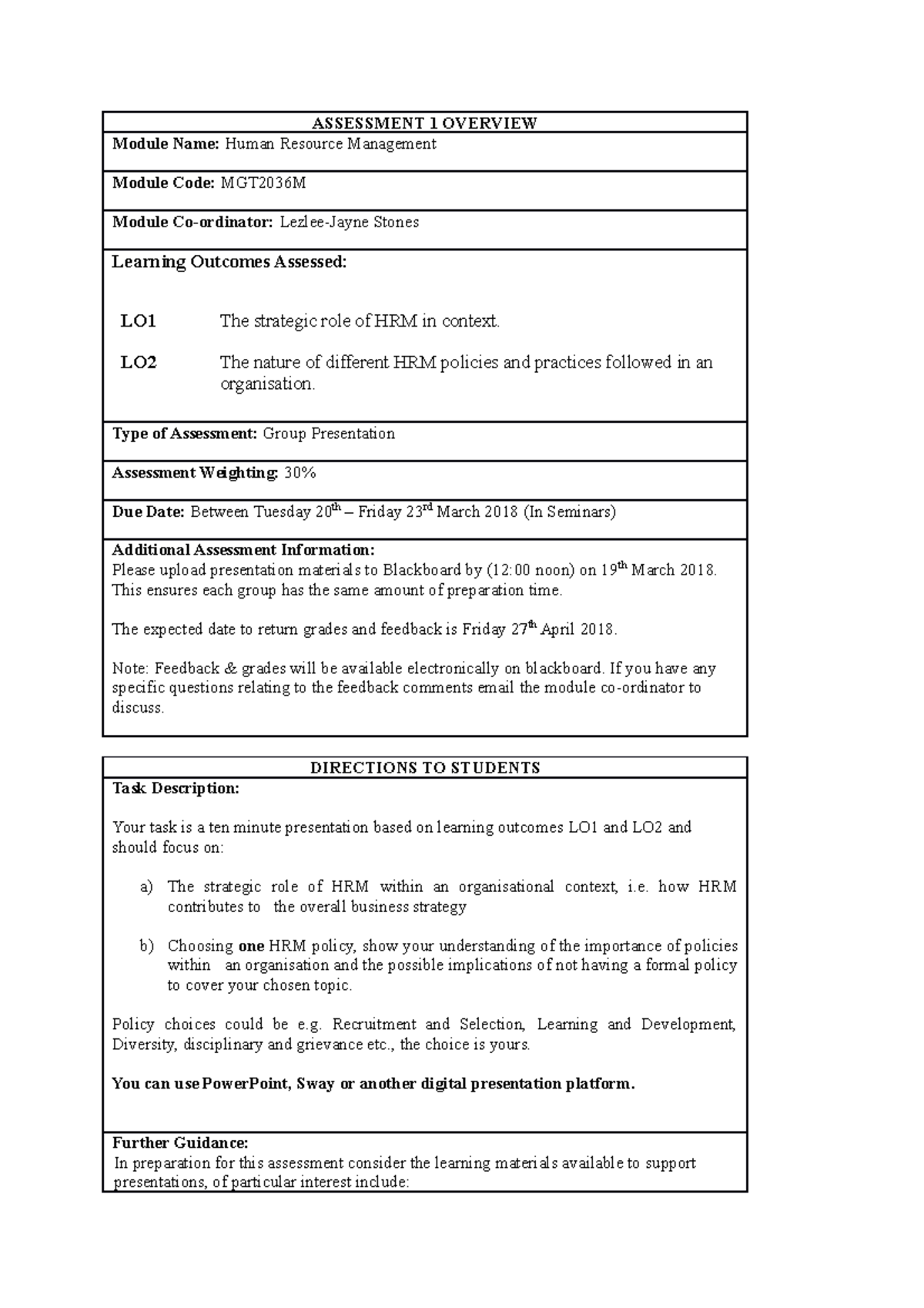 Assessment 1 Overview - ASSESSMENT 1 OVERVIEW Module Name: Human ...