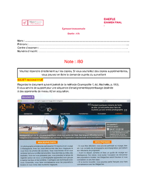 corrigé E6 devoir 1 - 209K61CTWB0116 CNED PRÉPARER E6 – BTS COMMUNICATION 1A 1 DEVOIR 01 Barème ...