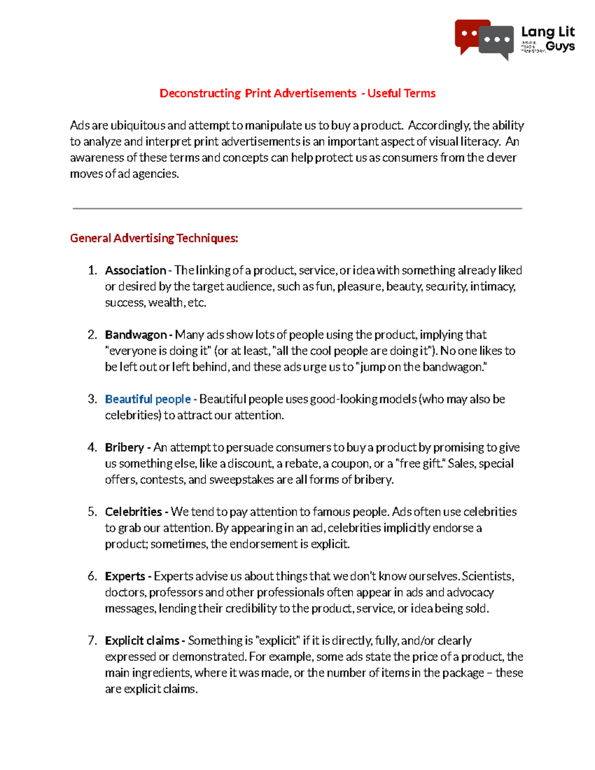 3 - Print Advertisements - Terminology - Deconstructing Print ...