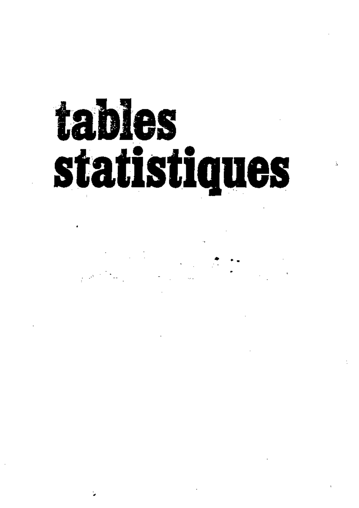 Tables statistiques - Table de stats - Studocu