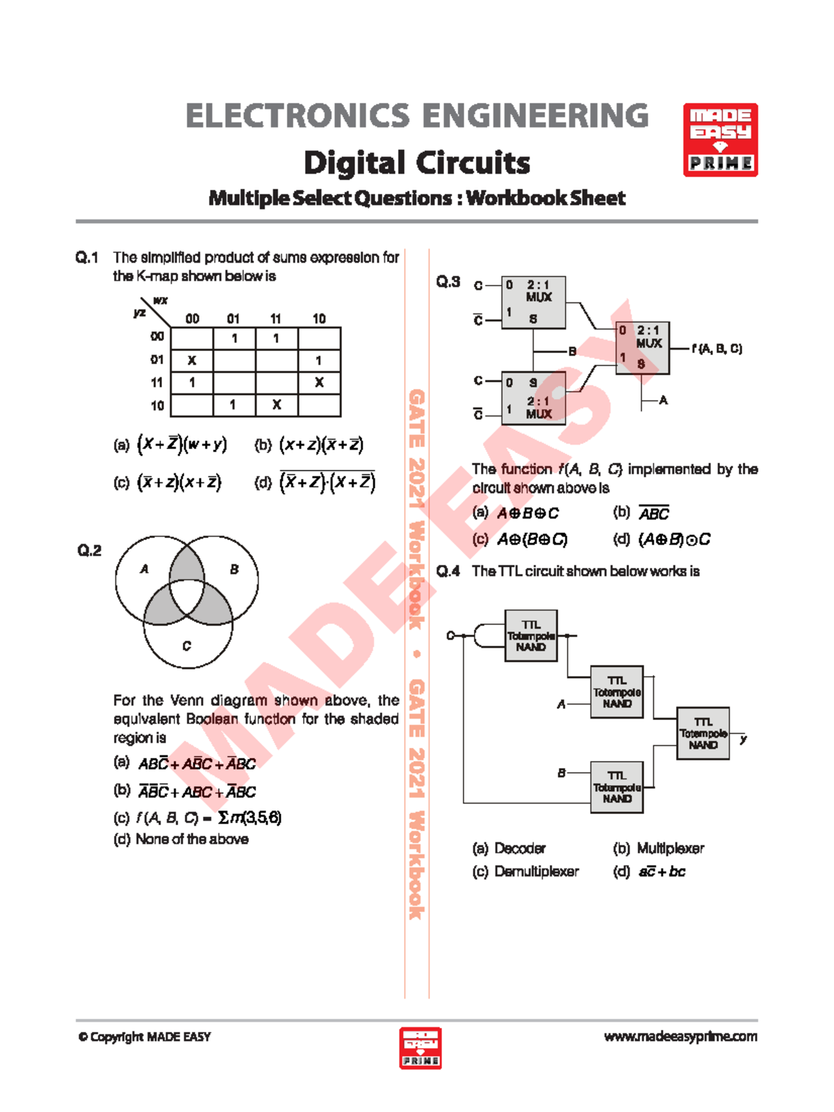 Digital Electronics MSQ - Digital System Design - MADE EASY MADE EASY ...