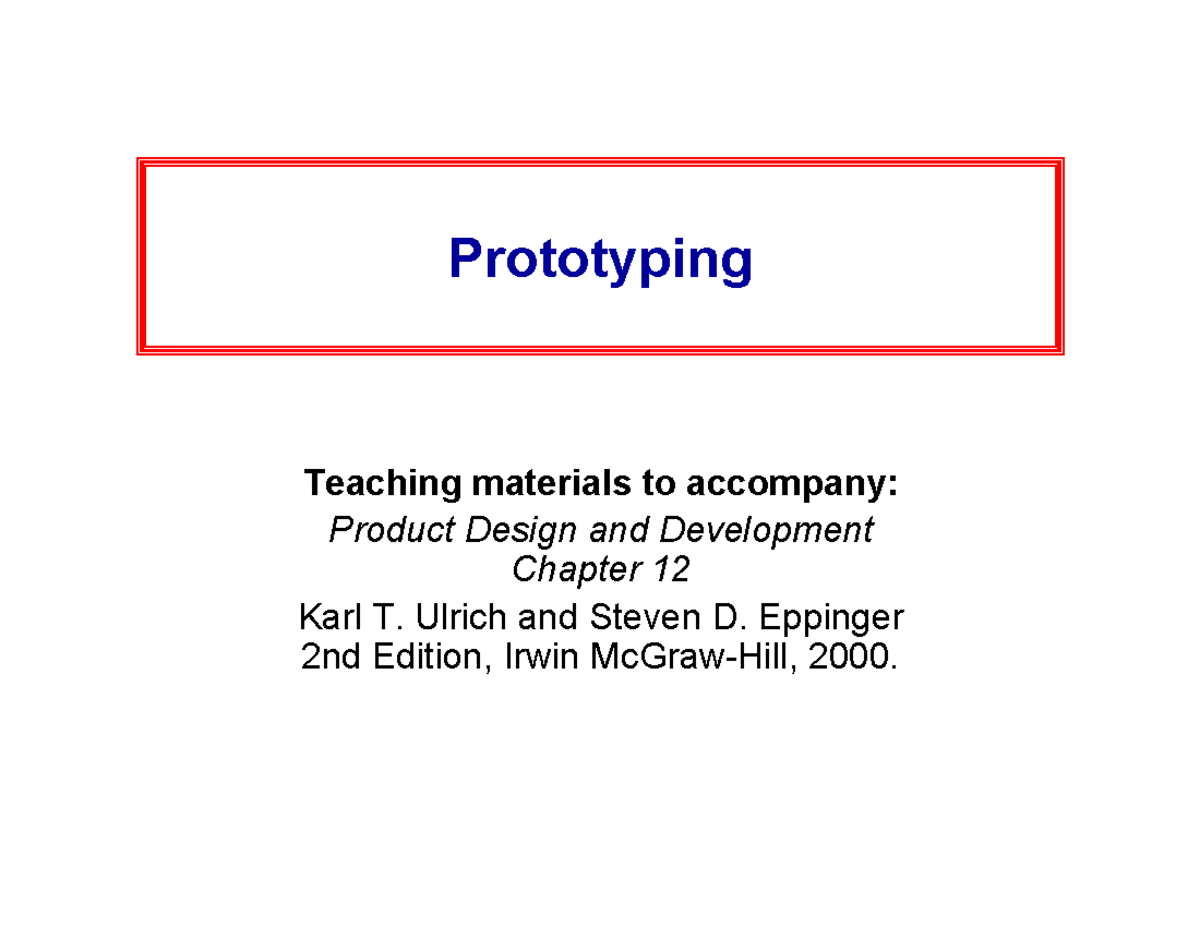 Prototyping - Prototyping Teaching materials to accompany: Product ...