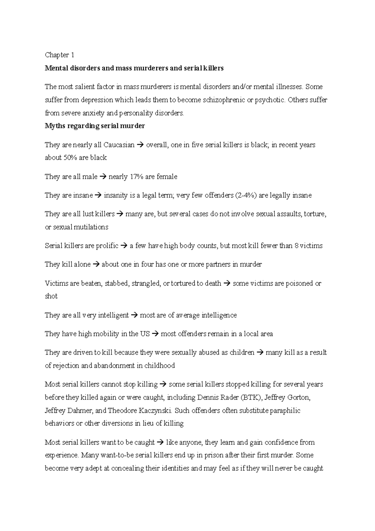 Study guide exam 1, chapters 1-4 - Chapter 1 Mental disorders and mass ...