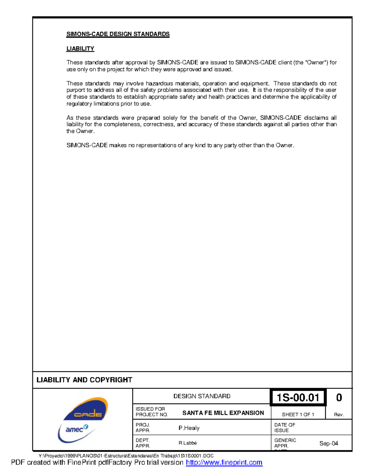 1S-0001 Rev 0 - Unless otherwise expressly provided for in the Contract ...