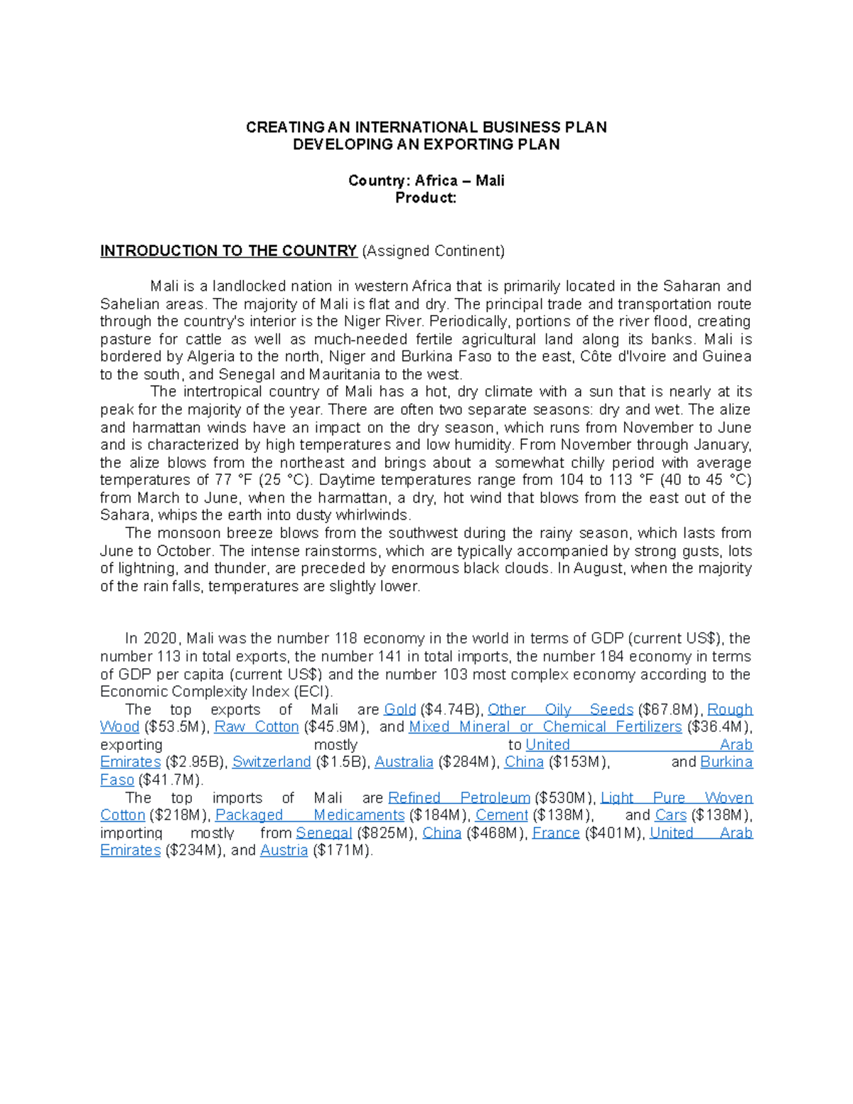 IBT - rfff - CREATING AN INTERNATIONAL BUSINESS PLAN DEVELOPING AN ...