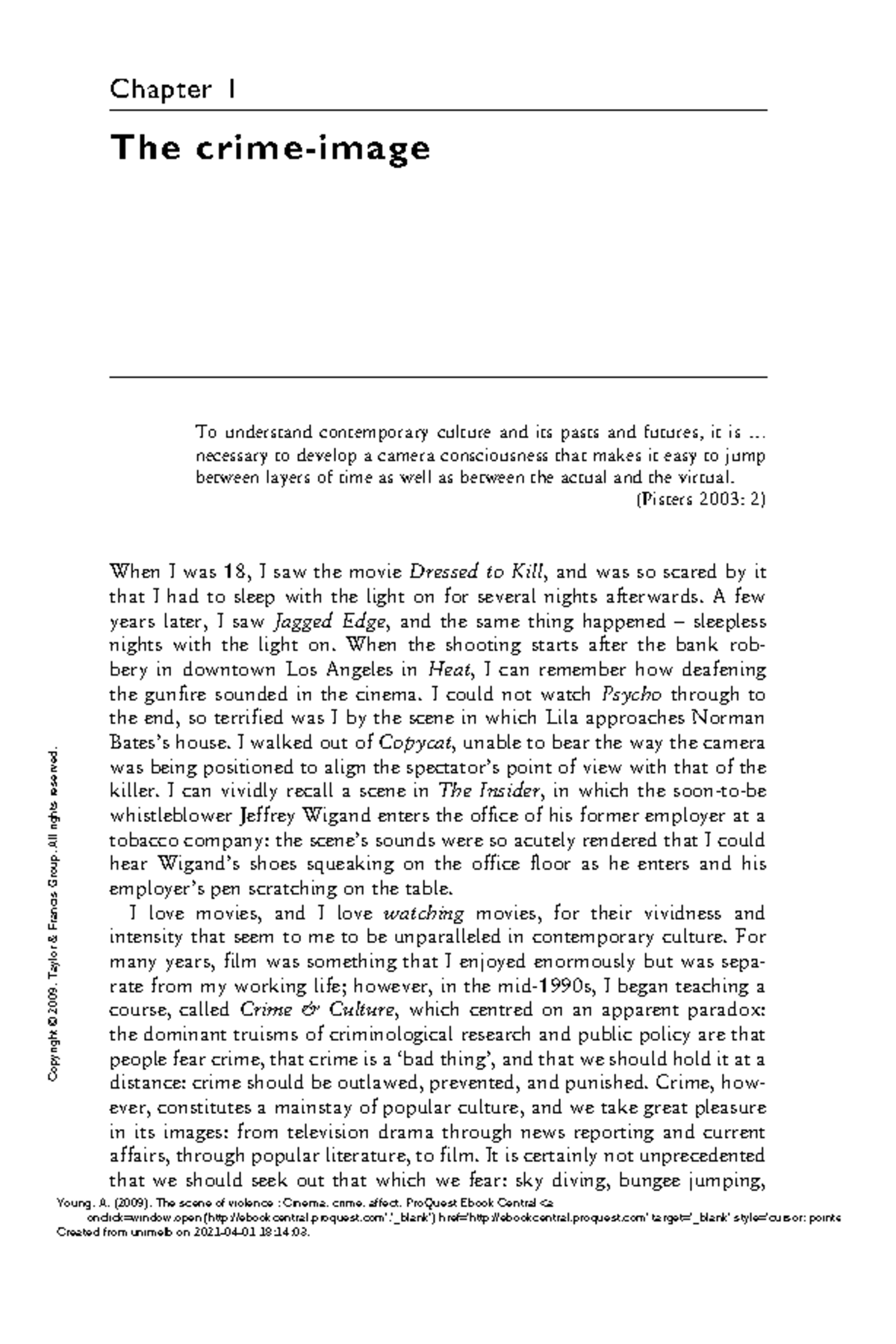The Scene of Violence Cinema, Crime, Affect - (Chapter 1 The crime ...