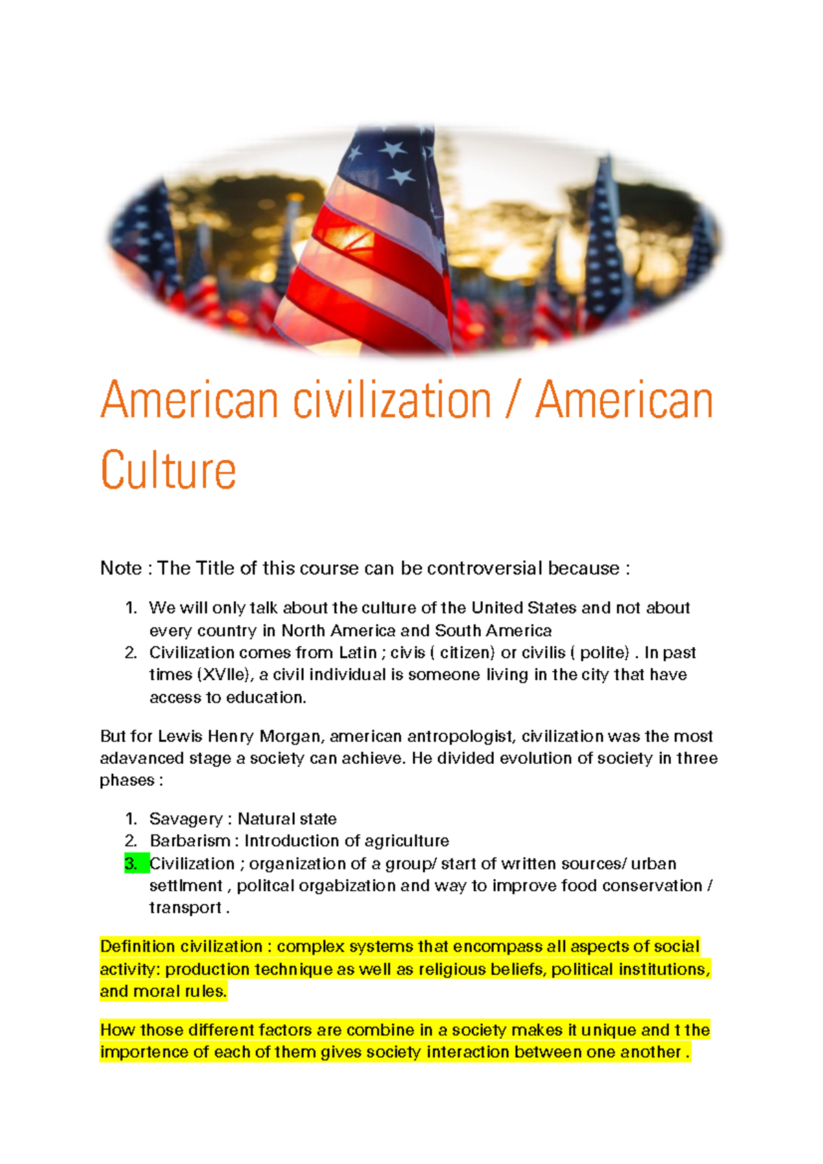 American civilization American Culture - American civilization ...