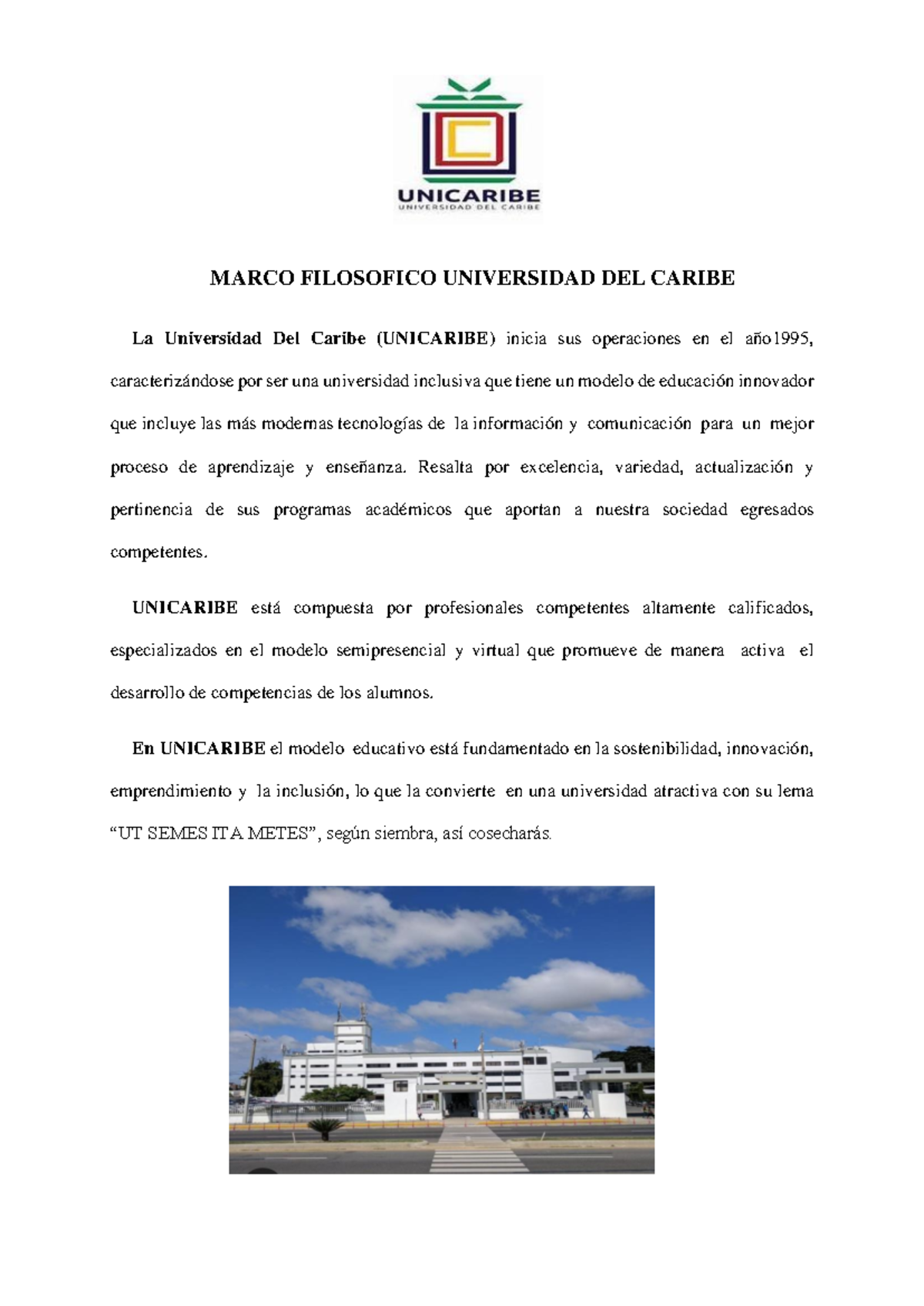 Marco Filosofico Universidad DEL Caribe - MARCO FILOSOFICO UNIVERSIDAD ...