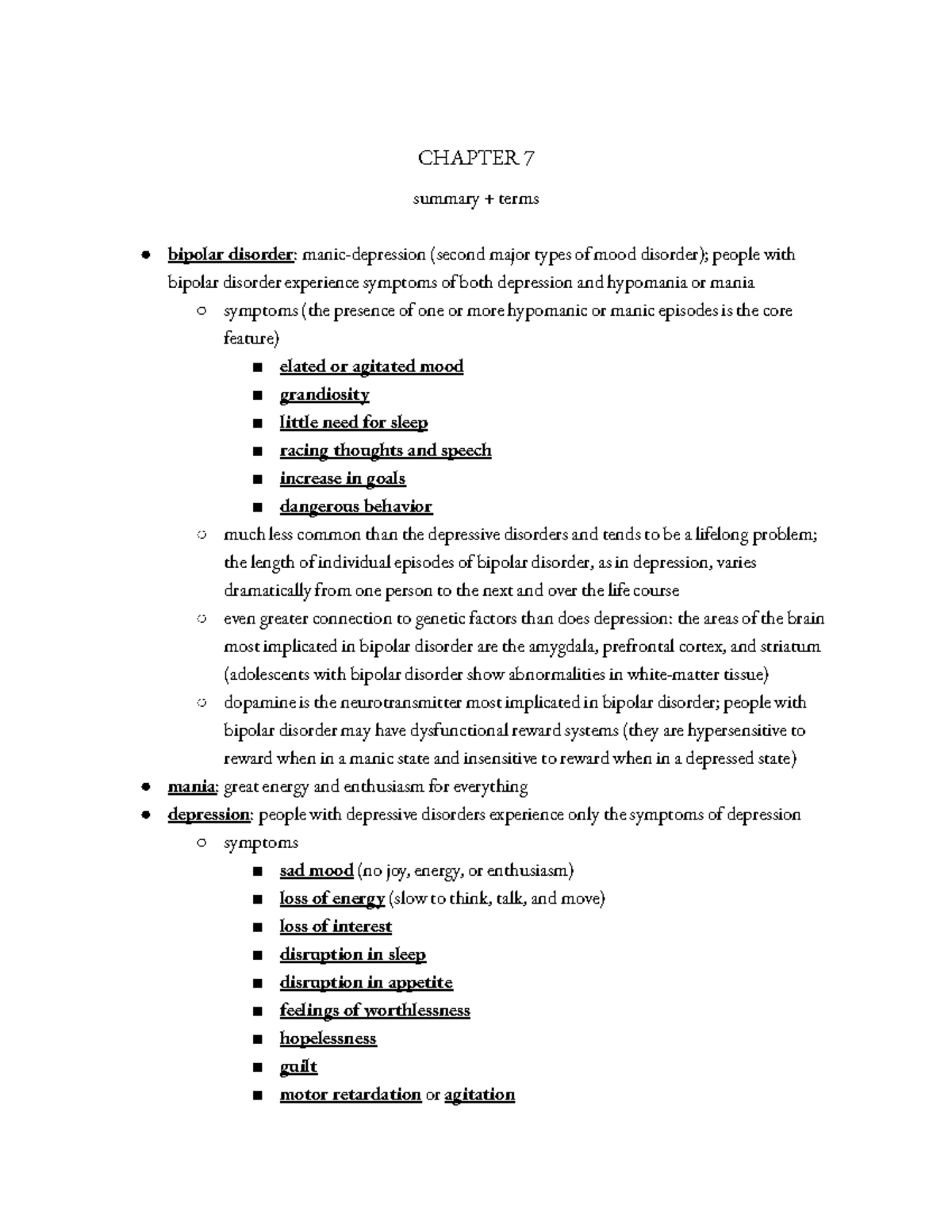 Pathology chapter 7 - Abnormal Psychology - CHAPTER 7 summary + terms ...