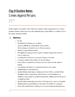 Chp11.Outline Notes - •Professor Hector Jimenez • Defenses - Chp. 11 ...
