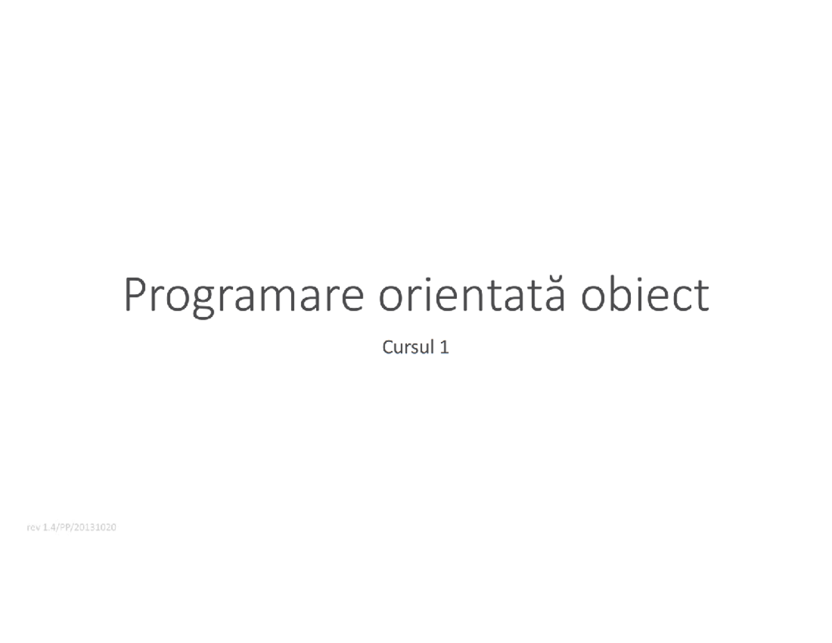 POO-Cursul 01 - Recapitulare si Elemente noi de limbaj C++ - Programare Orientată Obiect - Studocu