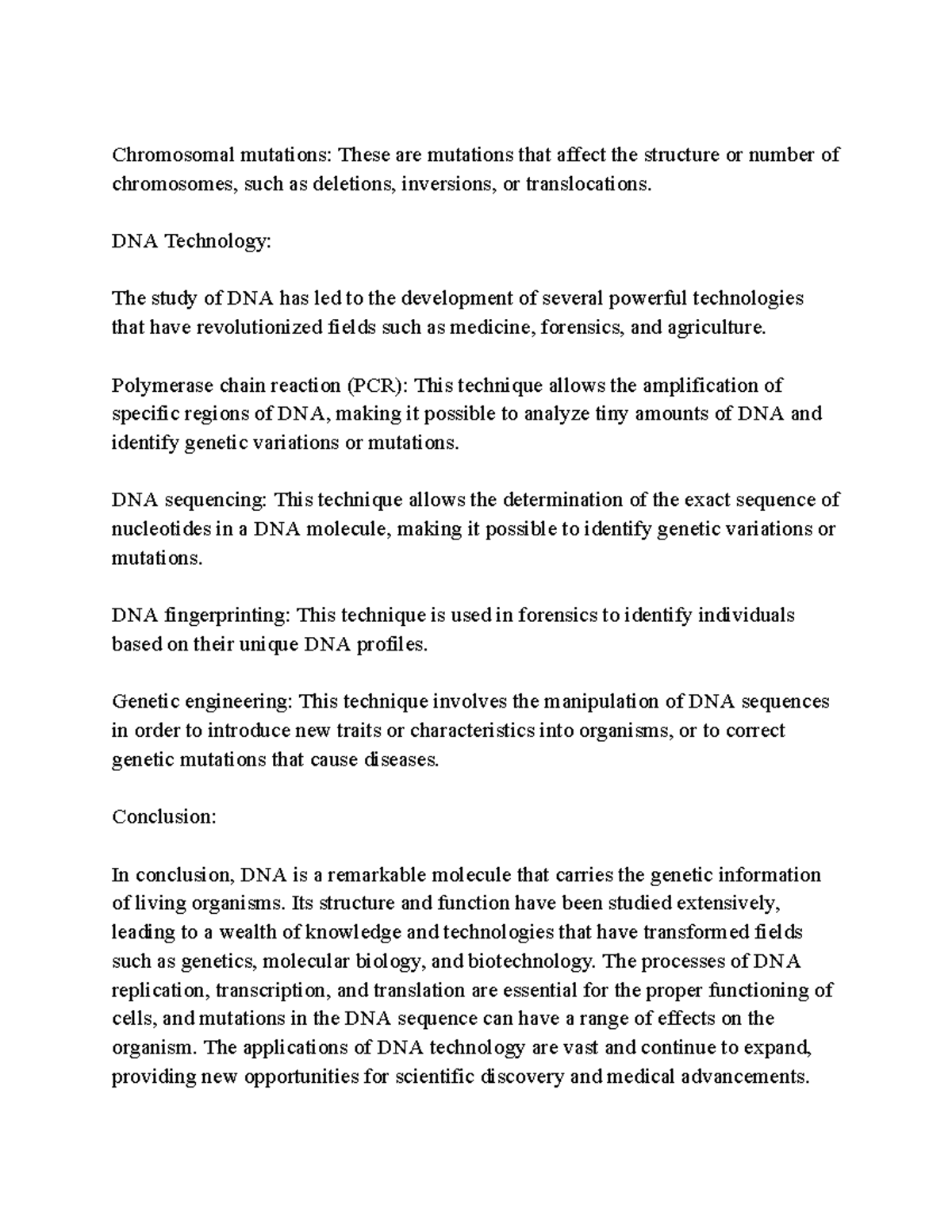 DNA P9 4- Google Docs - DNA NOTES - Chromosomal mutations: These are ...