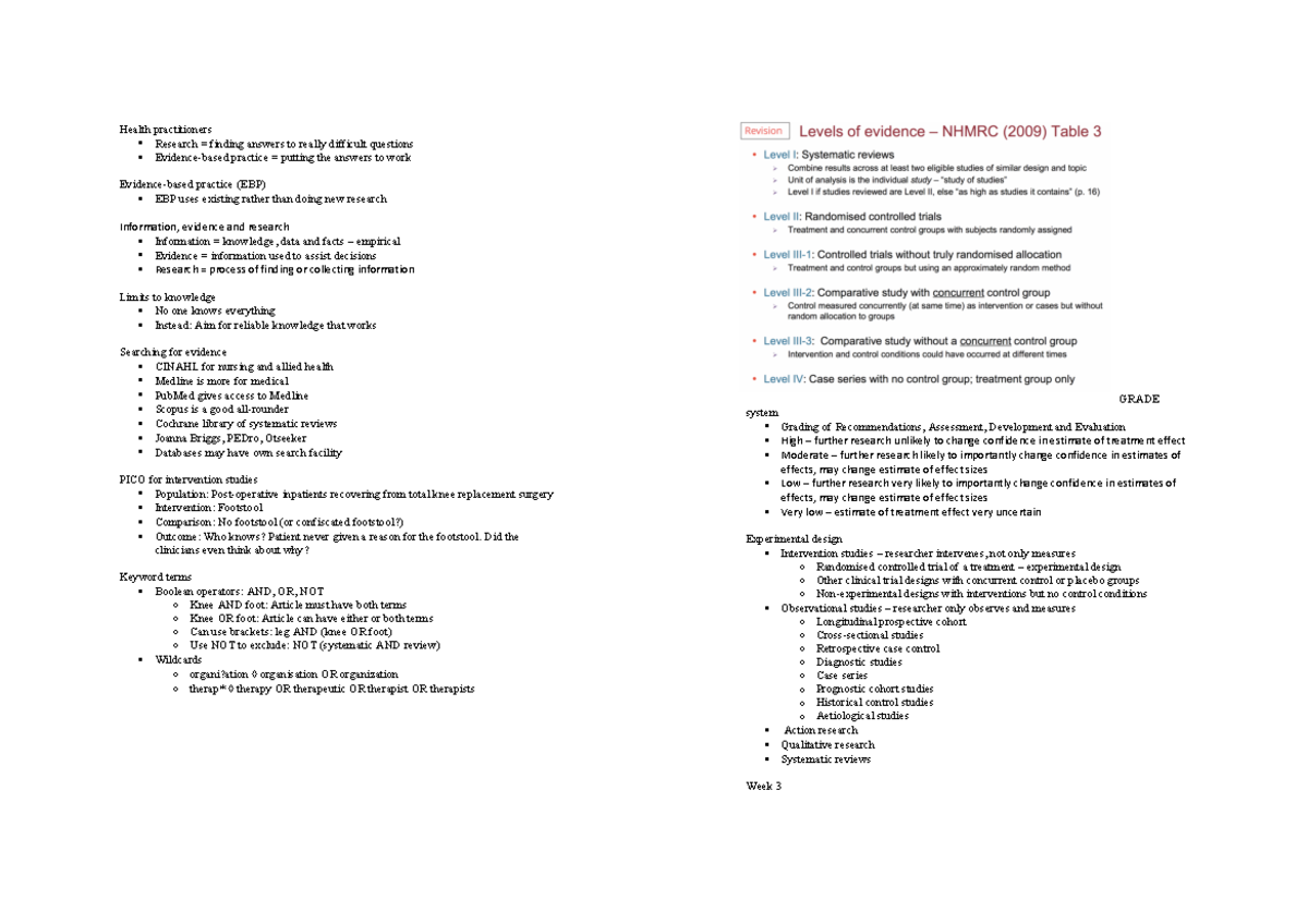Research Methods Summary Notes - Health practitioners Research finding ...