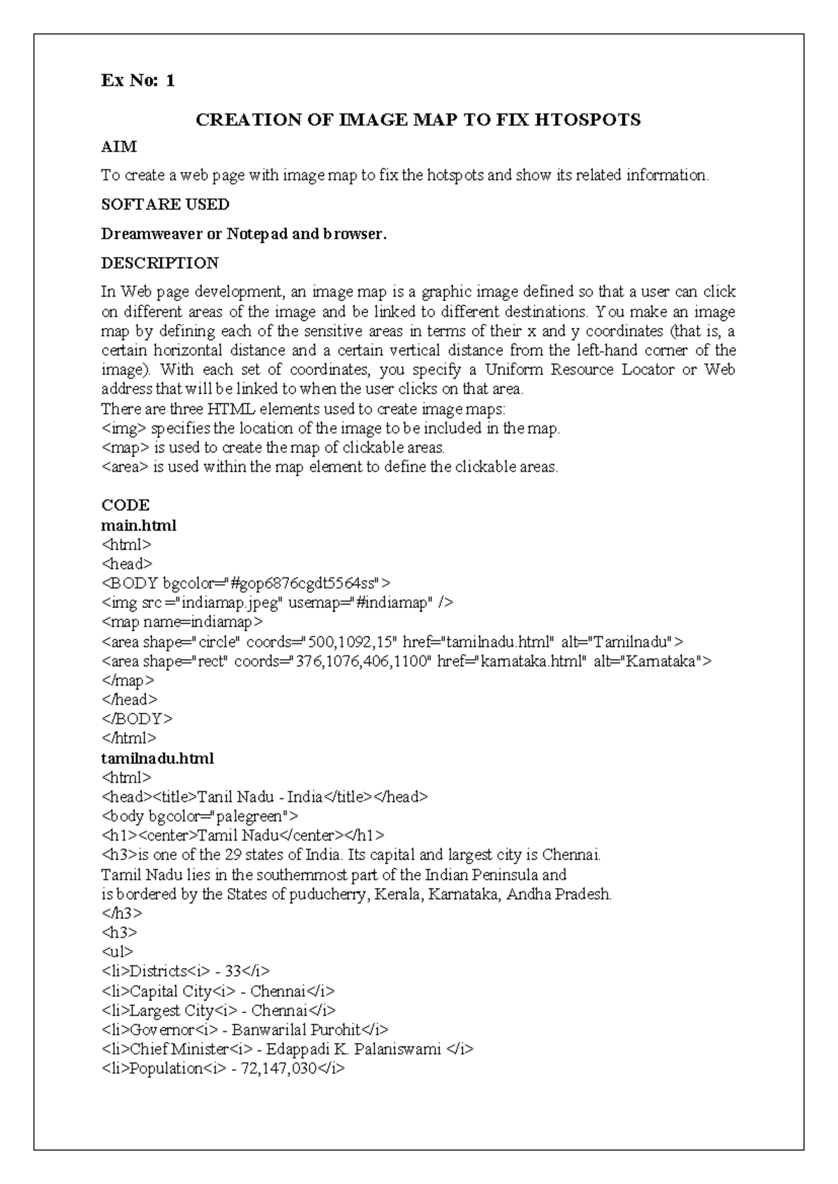 CCS375-Web Technology Record - Ex No: 1 AIM CREATION OF IMAGE MAP TO ...