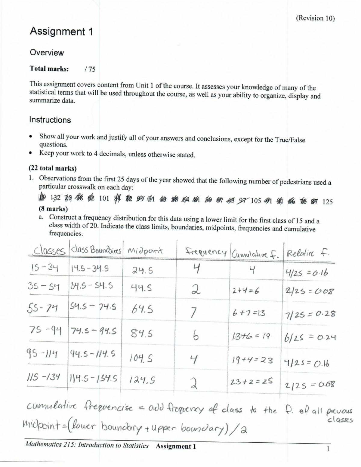 MATH215 assignment 1 - Math 215 - Studocu