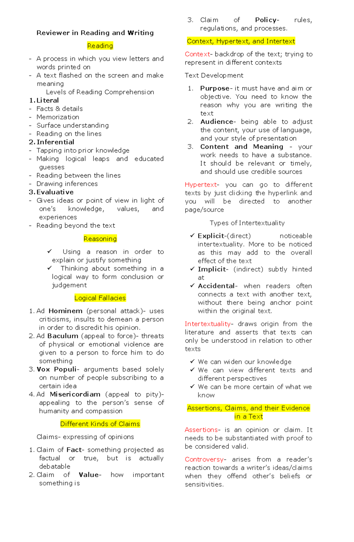 Reviewer in Reading and Writing - Reviewer in Reading and Writing ...